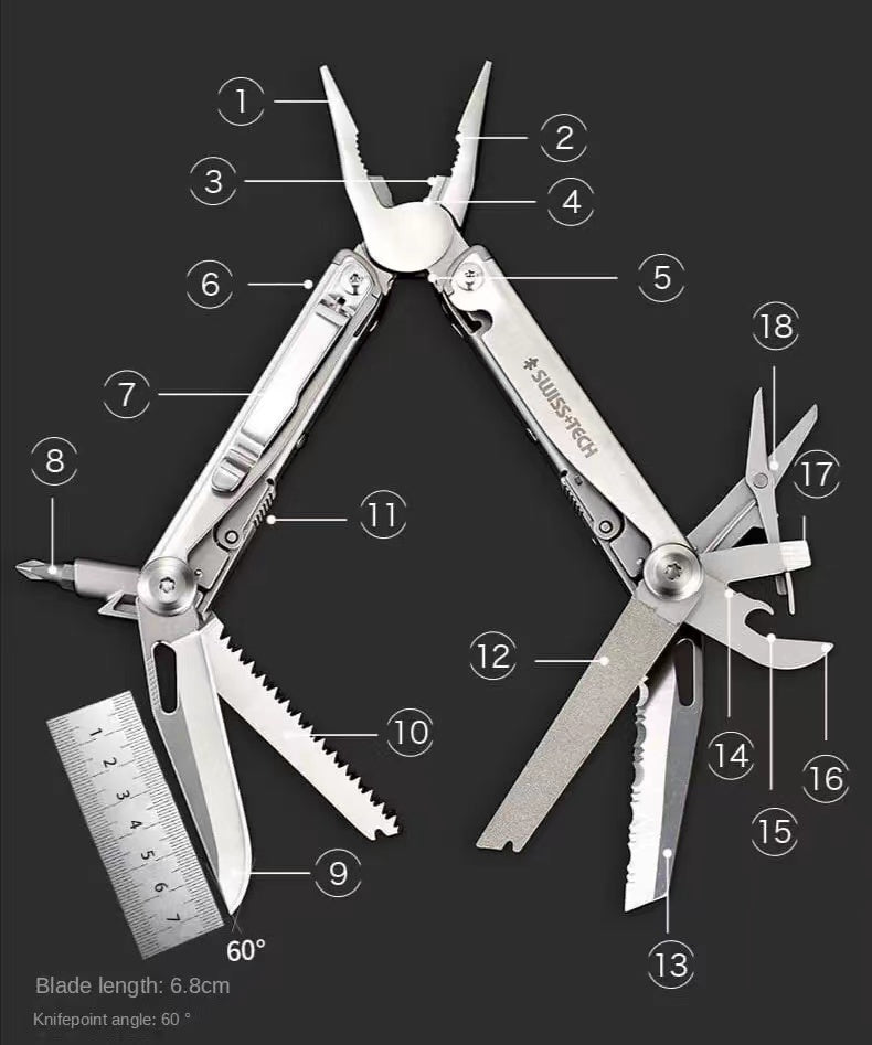 SwissTech Folding Multitool Pliers 18 in 1 Pliers Combination Tool Pli ...