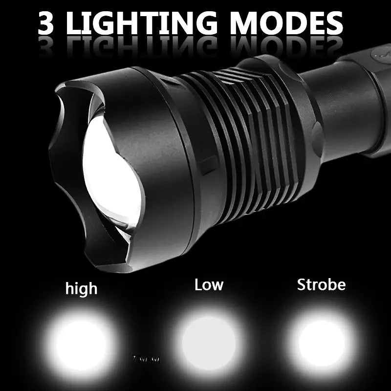 XHP90 Ultra Powerful 26650 LED Flashlight Lamp USB Rechargeable Tactic ...