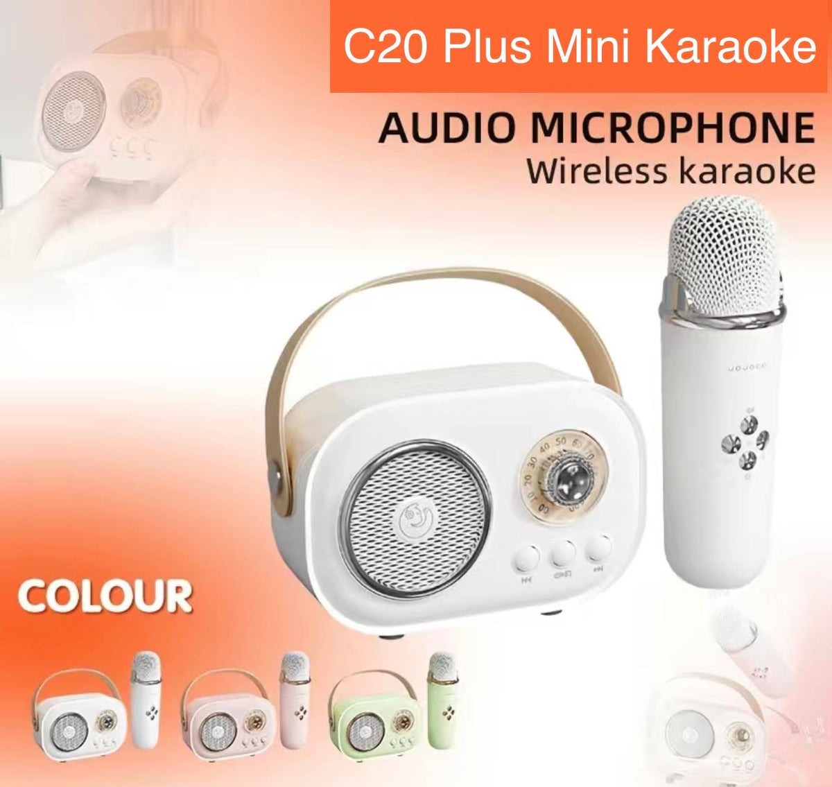 Mini Bluetooth Karaoke Wireless Mic Speaker Set | C20 PLUS | 4 Colours ...