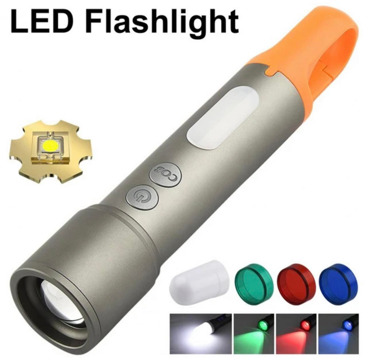 Tactical LED Flashlight Long Shot Wick W/Multicolour Lenses – Epic. Store