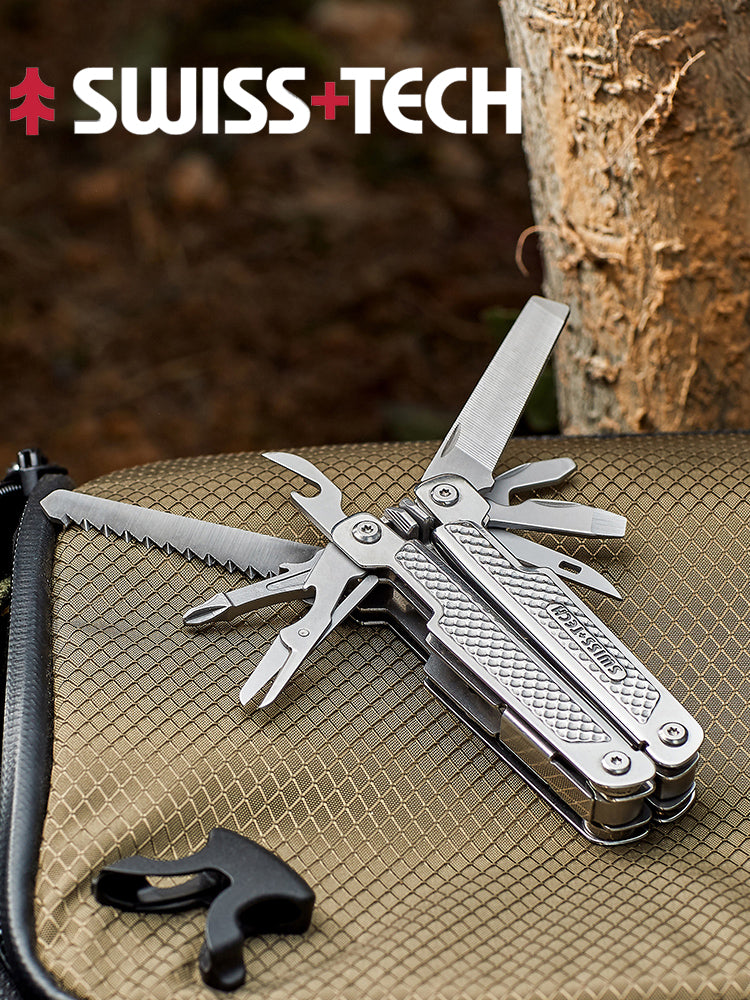 SWISS TECH Folding Multitool Pliers 15 in 1 Stainless Steel Multifunct ...