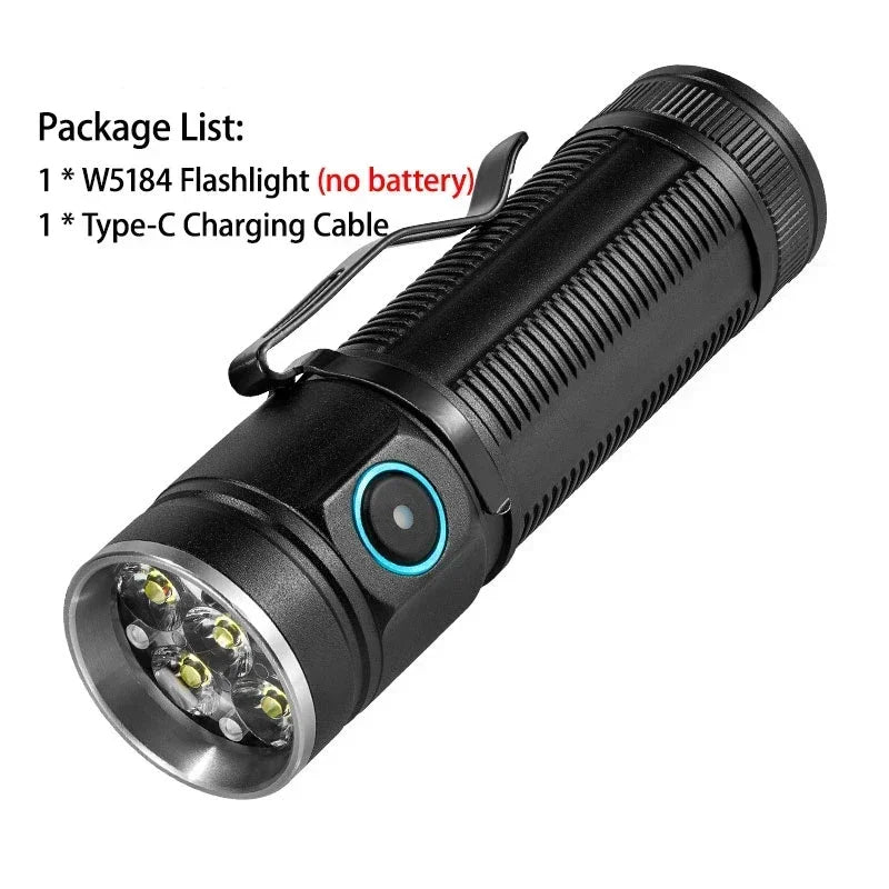 6 LED EDC Flashlights Portable Rechargeable Torch Outdoor IPX65 Waterp ...
