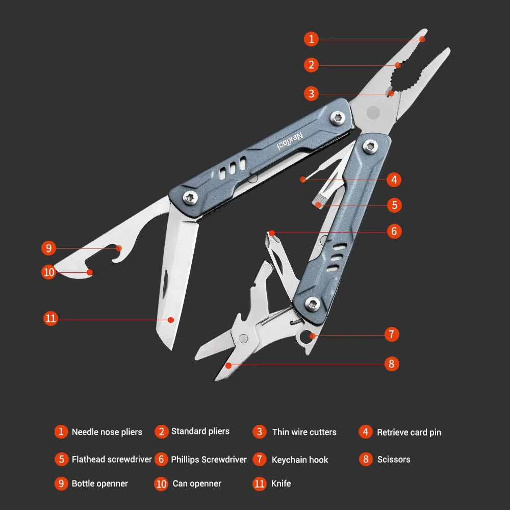 NexTool Mini Sailor 11-In-1 Outdoor Multi Tool Pocket Knife Folding Pl ...